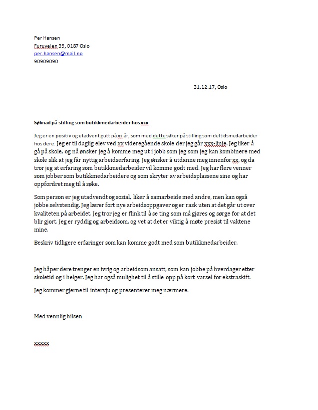 Eksempelpaasoeknadstekst